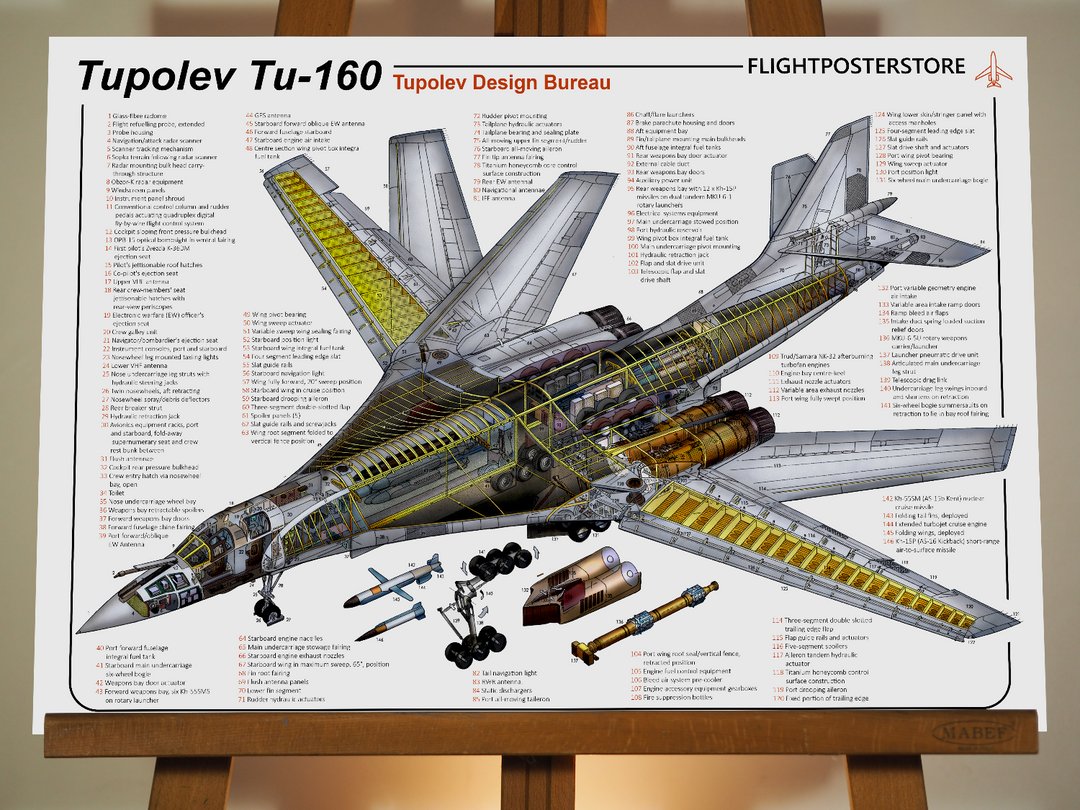 Tupolev Tu-160 Anatomy Poster – flightposterstore